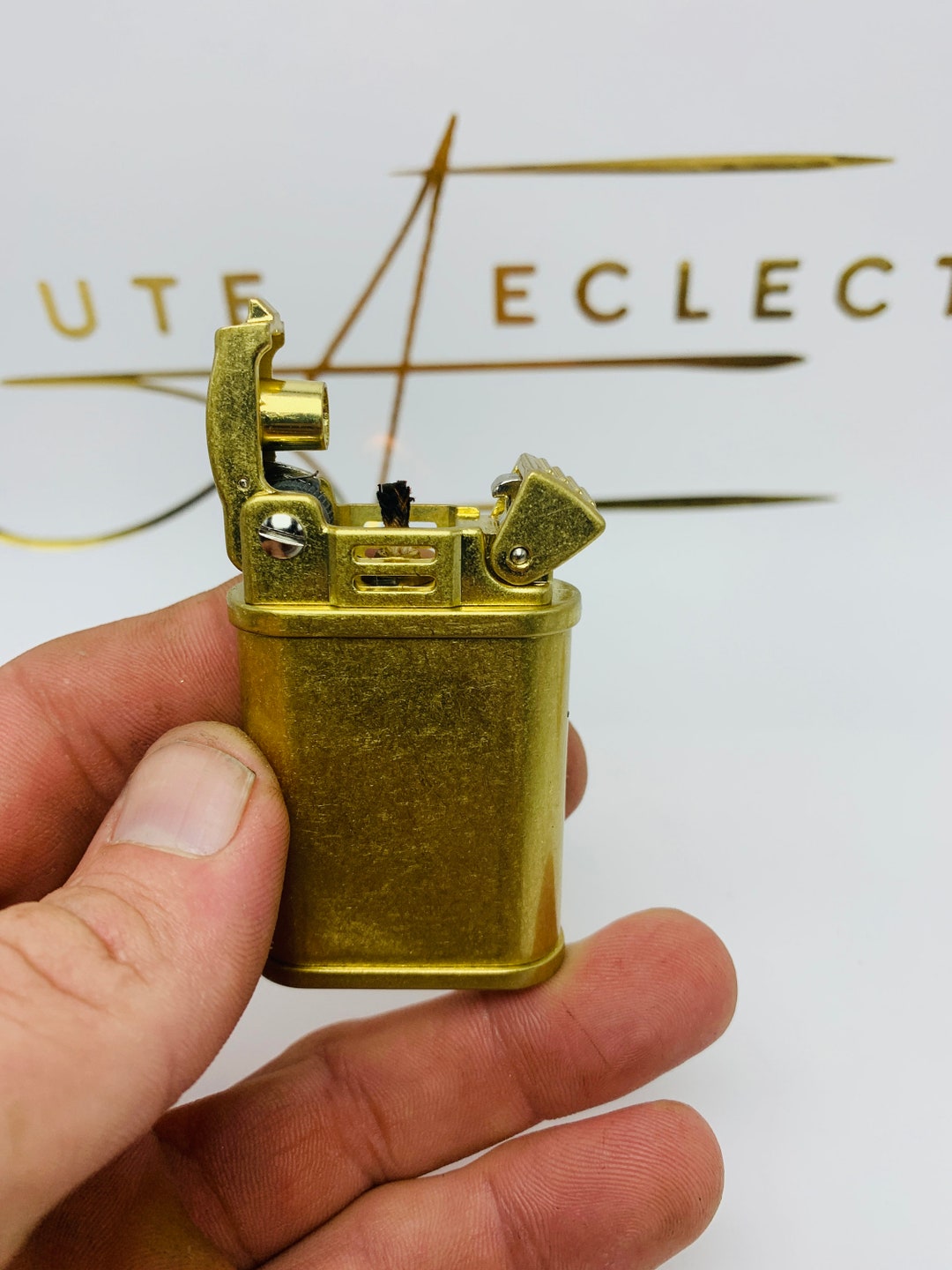 Brass Petrol Lighter, Mechanical Flint Ignition Vintage Steampunk Style ...