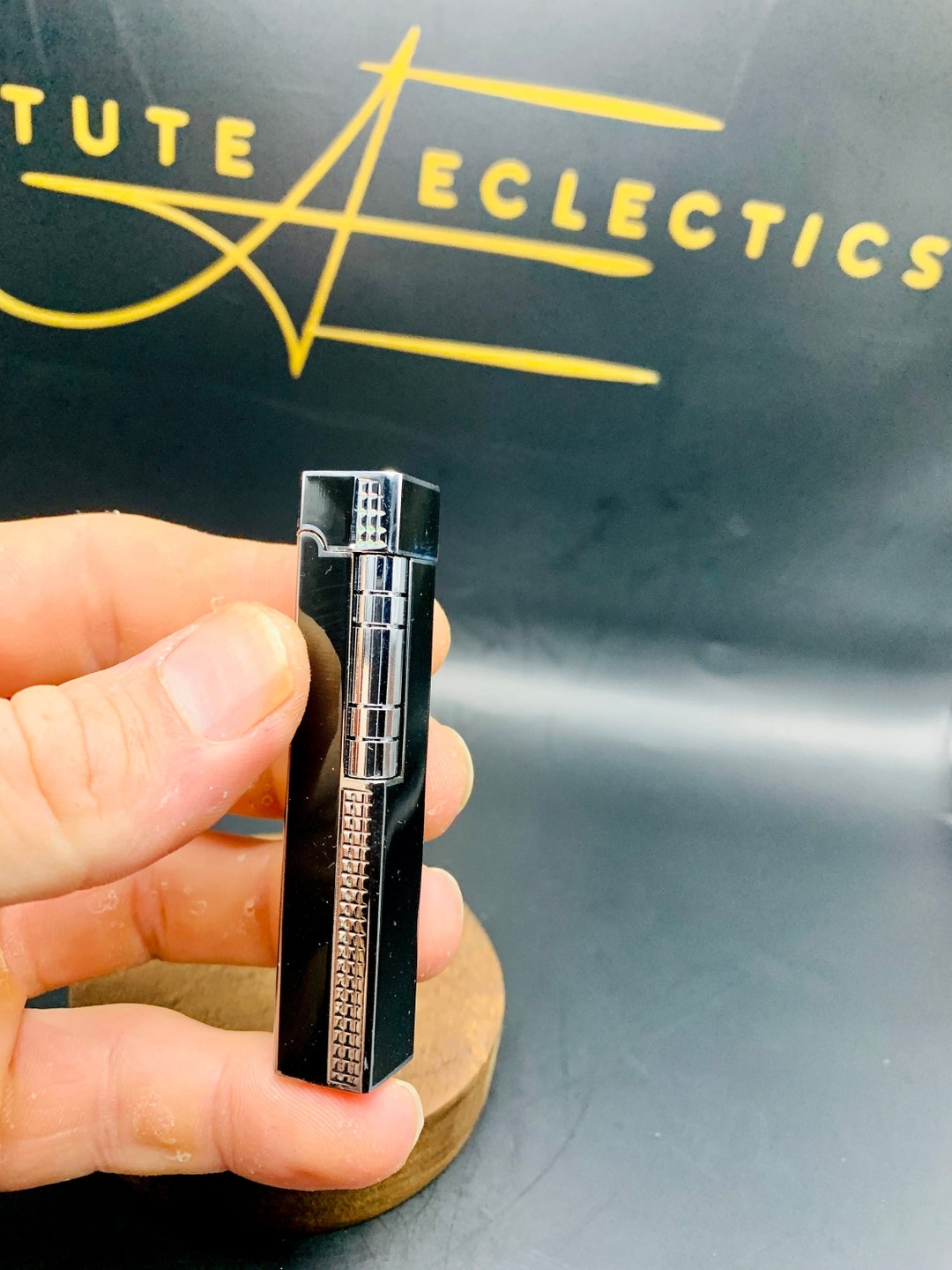 Luxury Slim Lighter Black & Chrome Flip Top Side Grind Flint Refillable ...