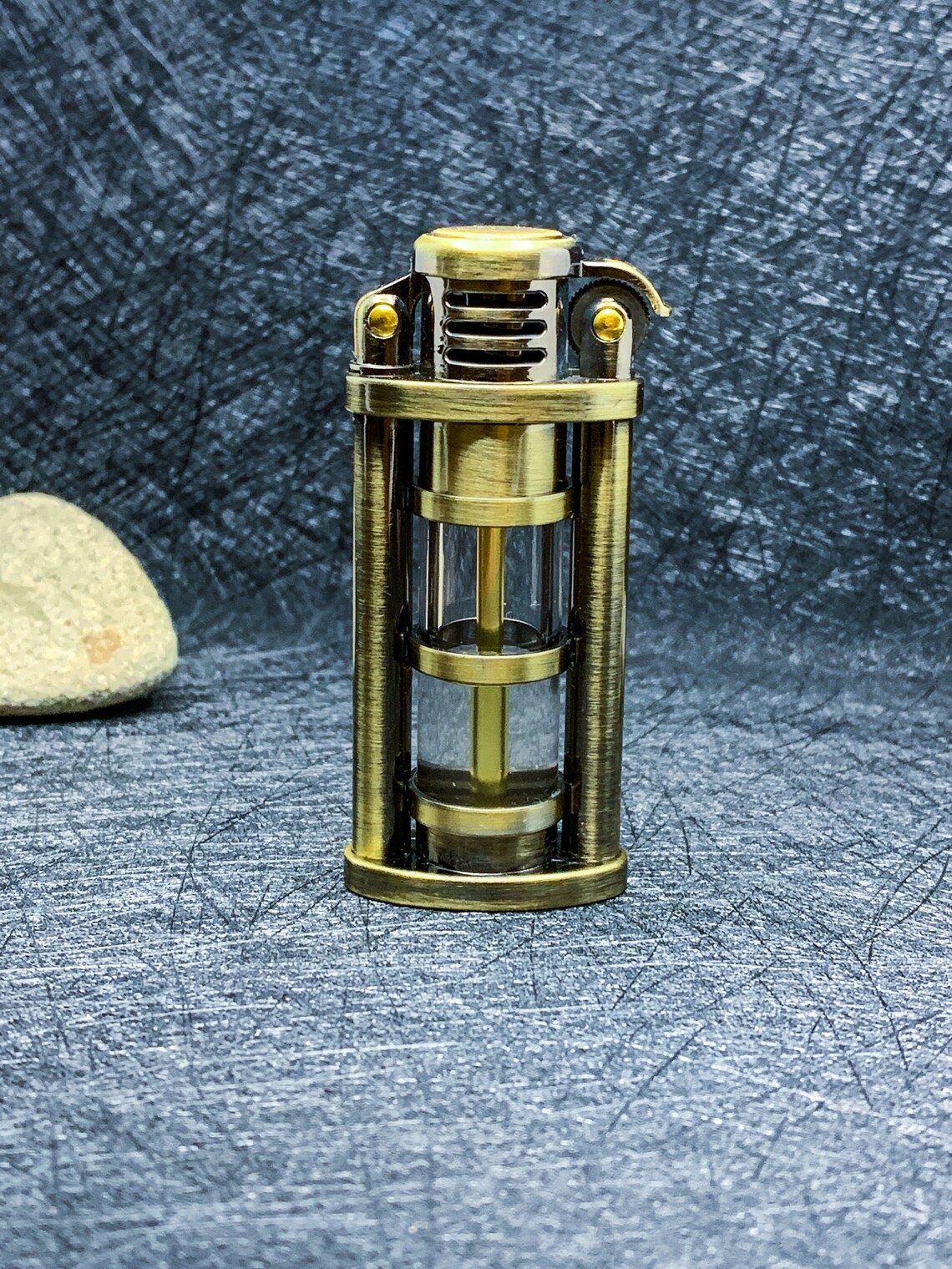 Vintage Bronze Lighter Sight Glass Flint Wheel Kerosene | Etsy