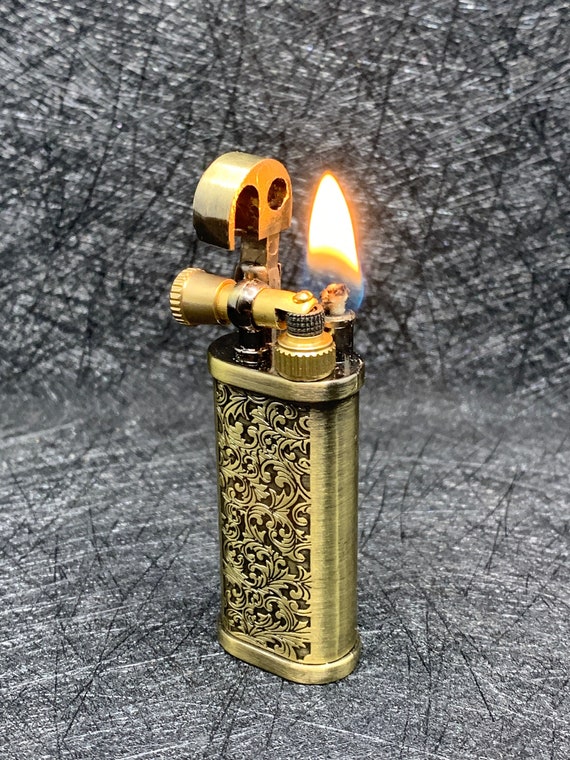 Bronze Engraved Lighter Flint Wheel Kerosene Steampunk Design Etsy UK