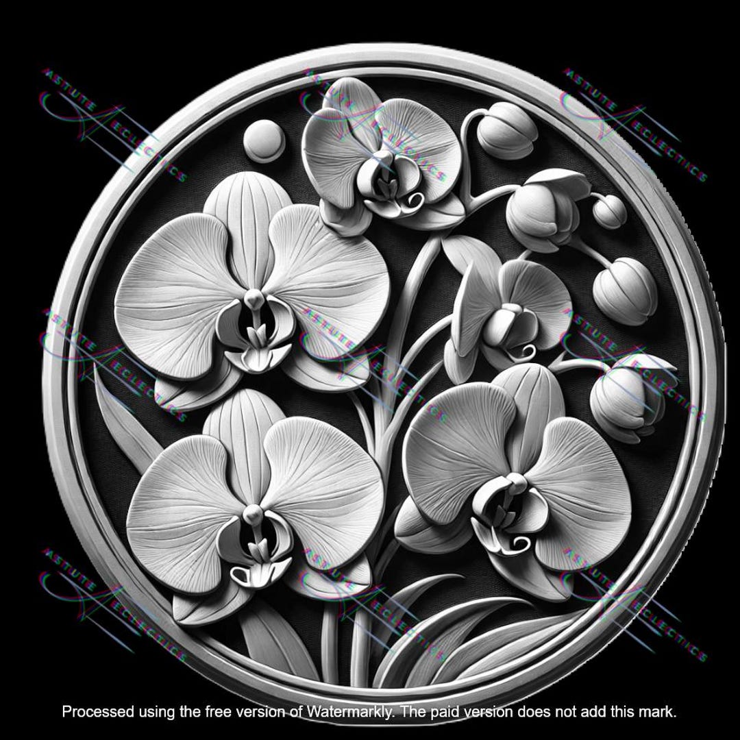 Orchid Flower Coin - 3D High Relief Design File - Phalaenopsis Orchid ...