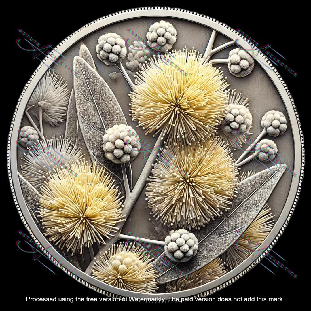 Golden Wattle Coin Design Digital File for Engraving - Intricate Floral ...