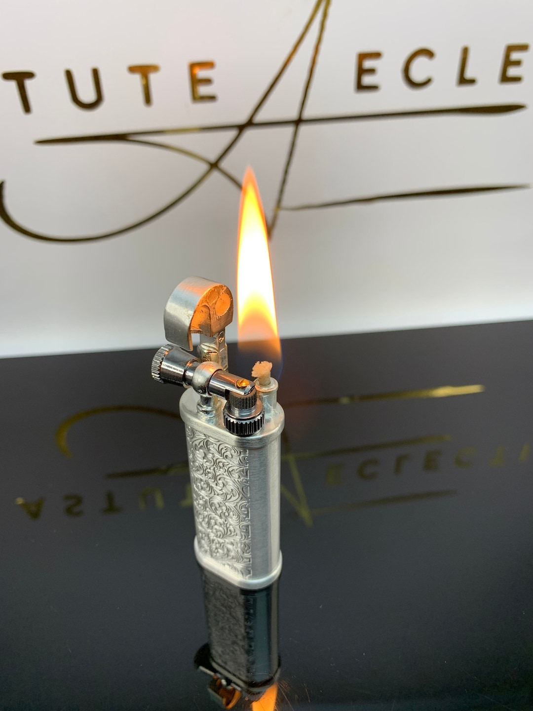 Retro Silver Engraved Lighter Flint Wheel Kerosene Steampunk Design - Etsy