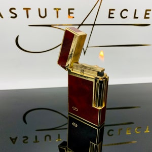 High End Lighter, Ruby Red & Gold, Butane Refillable With Side Flint ...