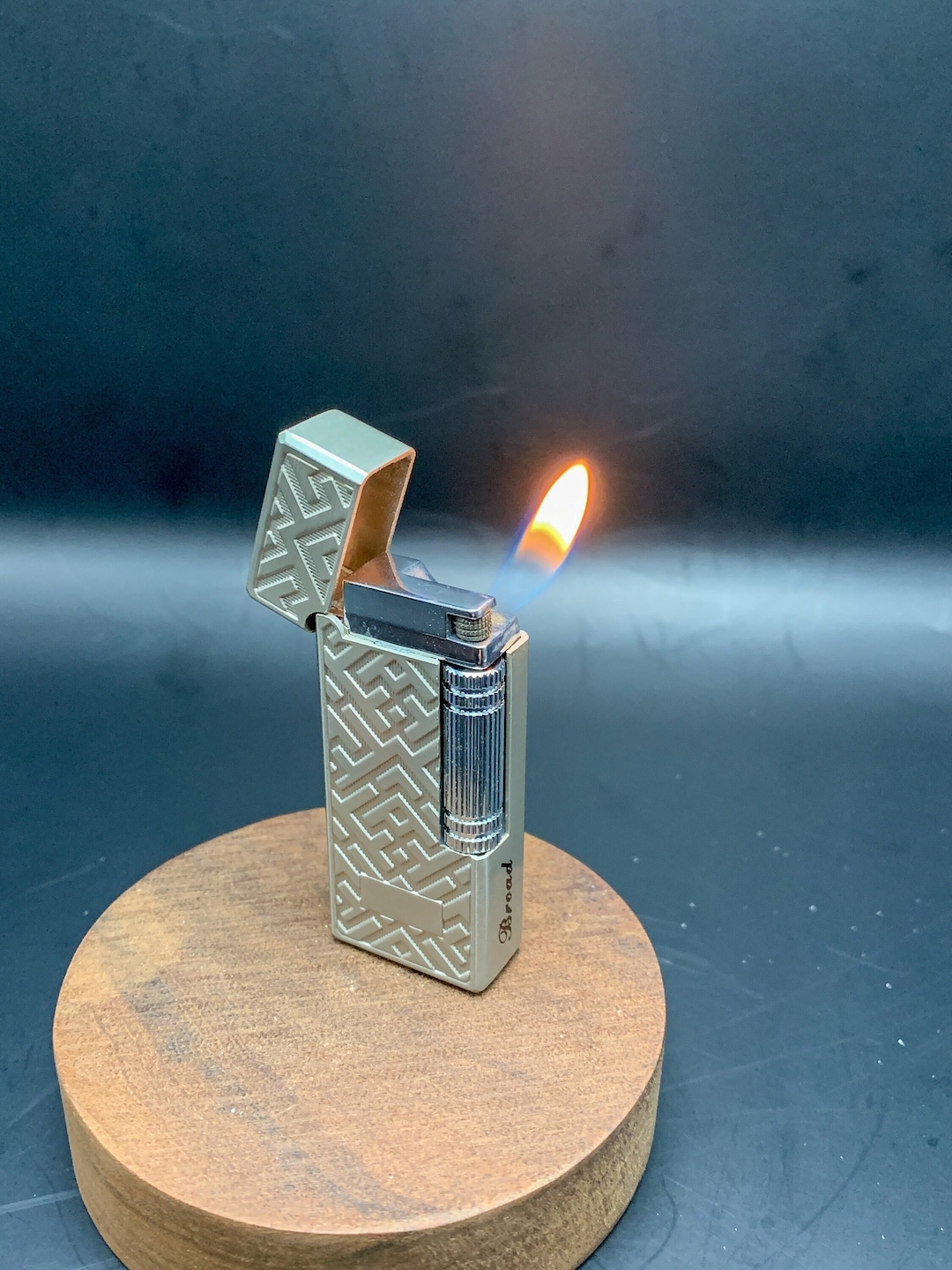 Silver Flint Lighter Slim Refillable Flip Top, Butane Side Grind ...