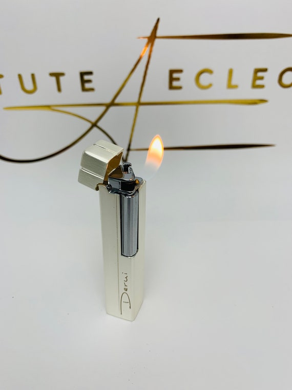 Luxury Slim Lighter Silver Flip Top Side Grind Flint Refillable Butane Adjustable Flame Etsy UK