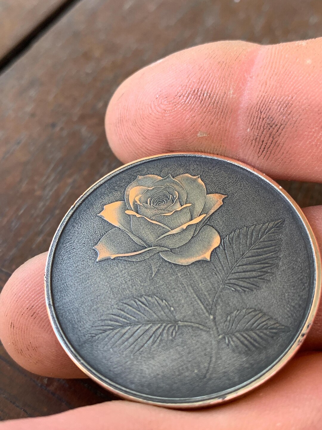 Elegant Rose Coin Engraving Design File Romantic Flower Jpeg/lightburn ...