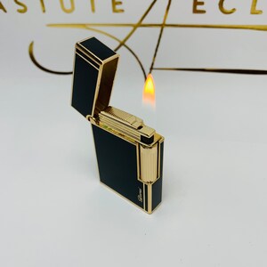 Fancy Butane Lighter, Refillable Flip Top With Side Flint, Black & Gold ...