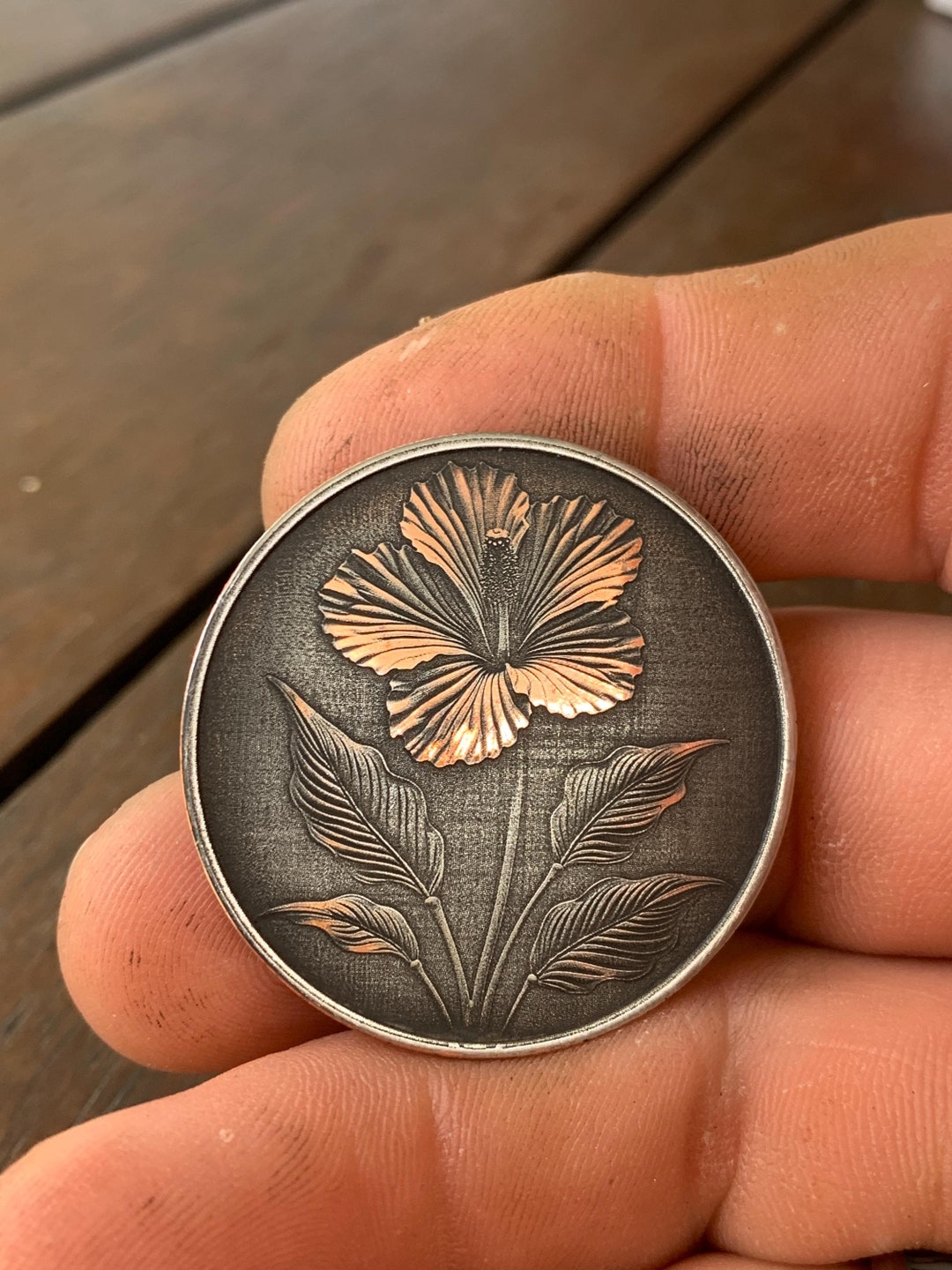 3D Hibiscus Flower Coin Engraving Digital Design File Instant Download ...