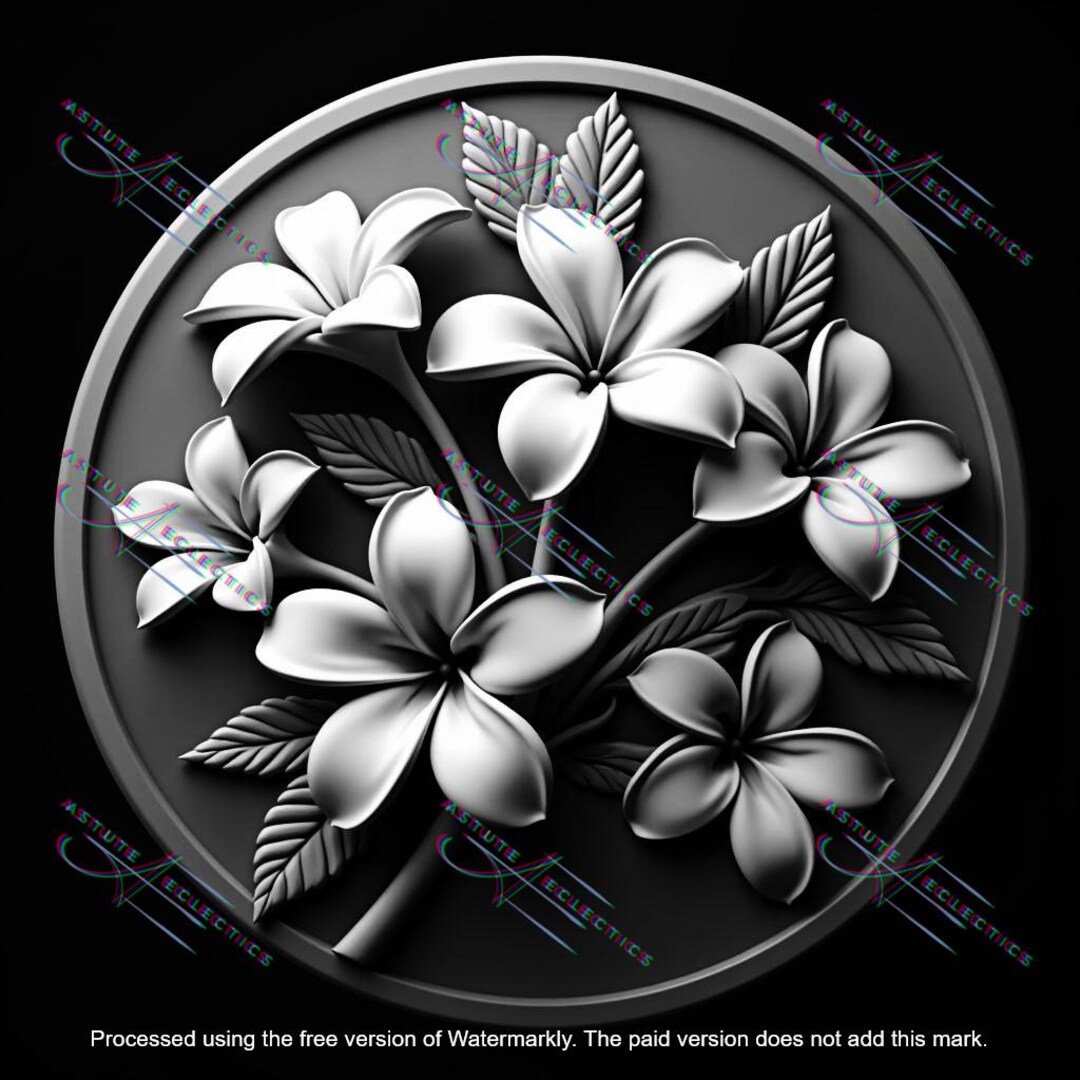 Tropical Frangipani Flower Coin Design File for Engraving -digital ...