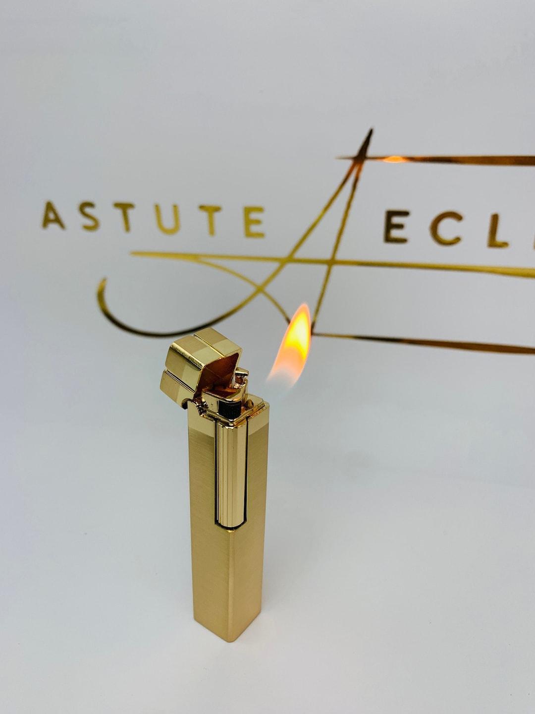 Luxury Slim Lighter Gold Flip Top Side Grind Flint Refillable Butane ...