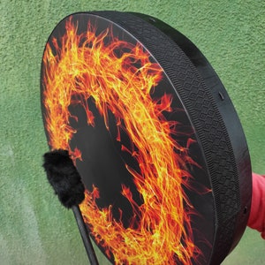 Vegan Shaman “fire Source” Drum, Deep Bass Healing Tool, Tunable Frame ...