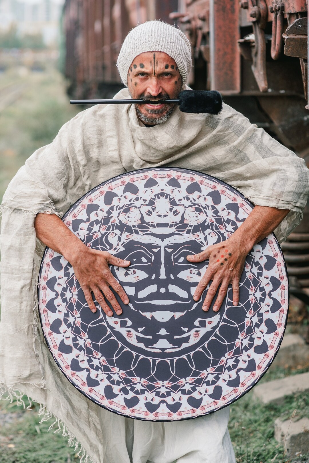 28" Vegan Shaman Drum: Deep Bass Sound Healing Tool - Etsy