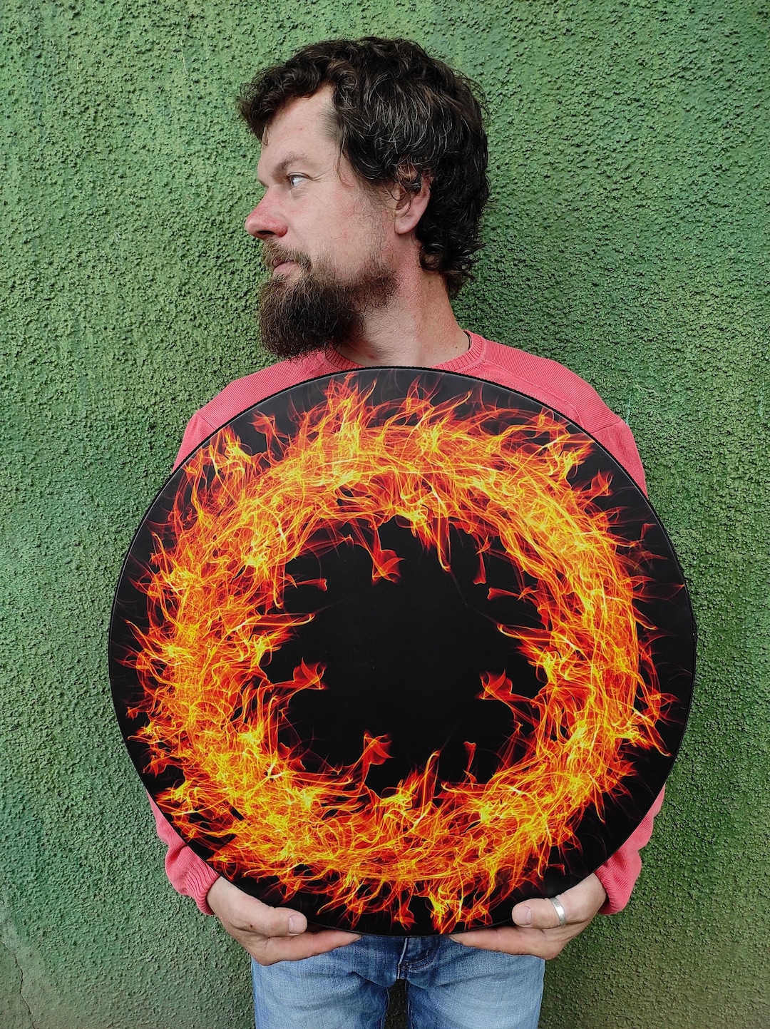 Vegan Shaman “fire Source” Drum, Deep Bass Healing Tool, Tunable Frame ...