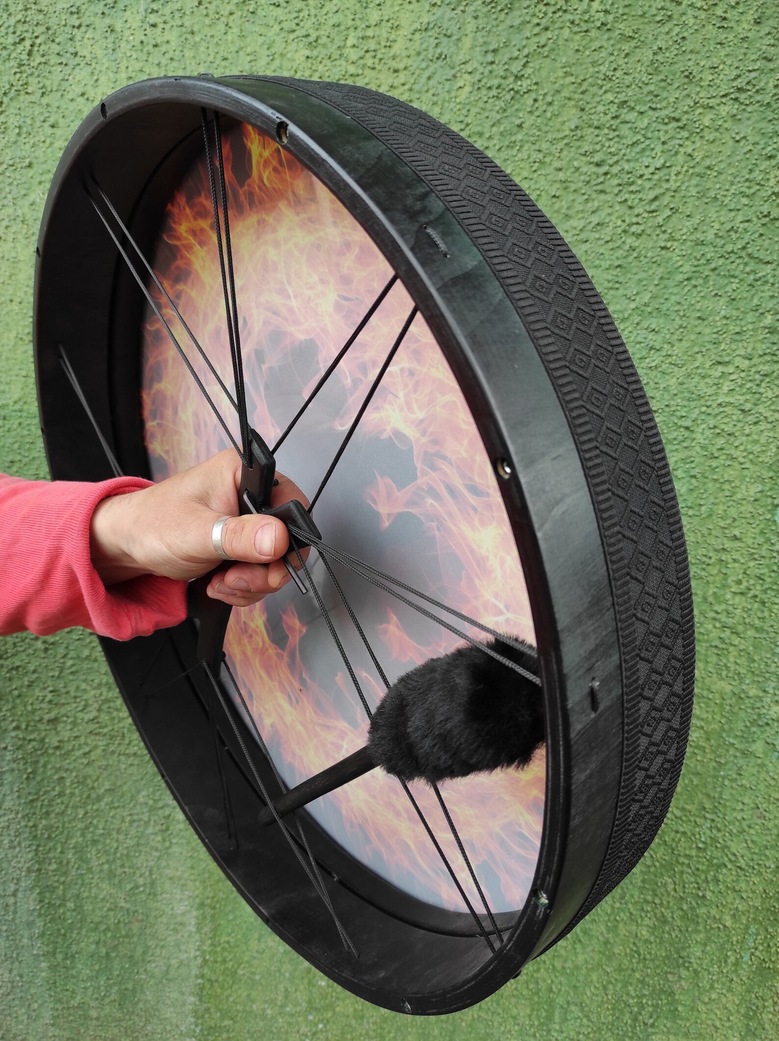 Vegan Shaman “fire Source” Drum, Deep Bass Healing Tool, Tunable Frame ...