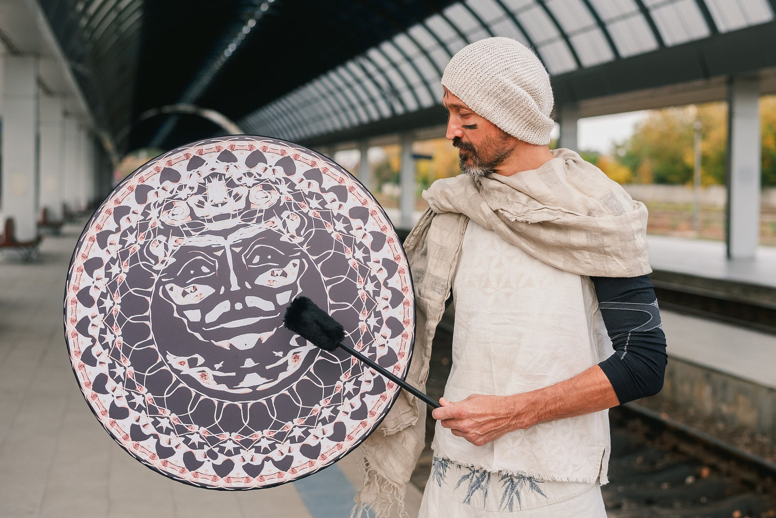 28" Vegan Shaman Drum: Deep Bass Sound Healing Tool - Etsy