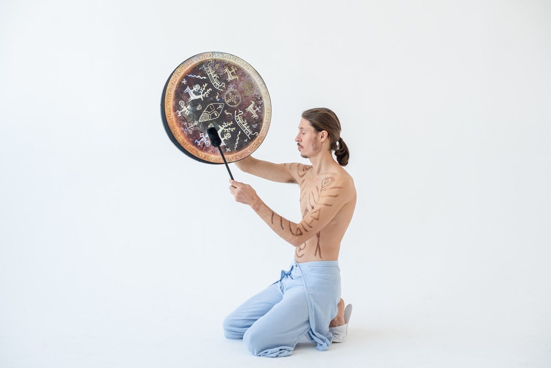 Ancient "caveman Medicine Drum" 22'', Deep Bass Sounding Instrument ...