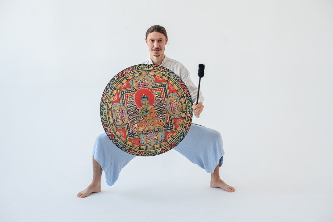 Vegan Himalayan Shaman Drum: 28 Inch Tunable Sound Healing Instrument ...