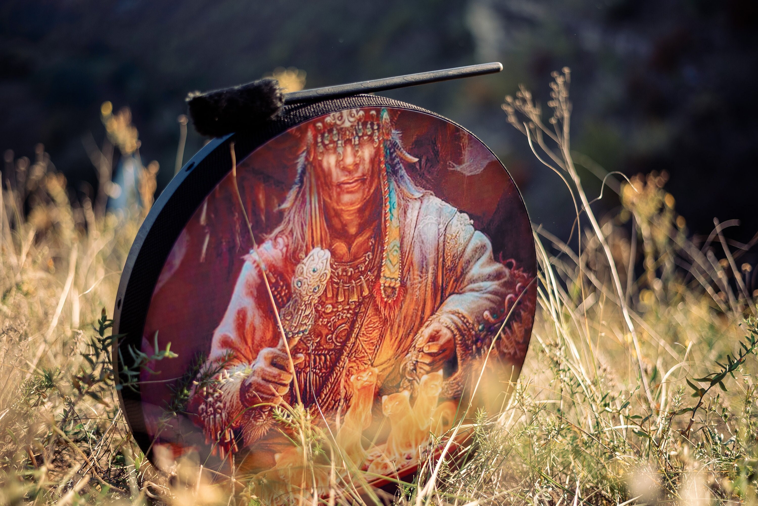 Shaman's Fire Spirits Vegan Drum: 20'' Tunable Sound Healing Instrument ...