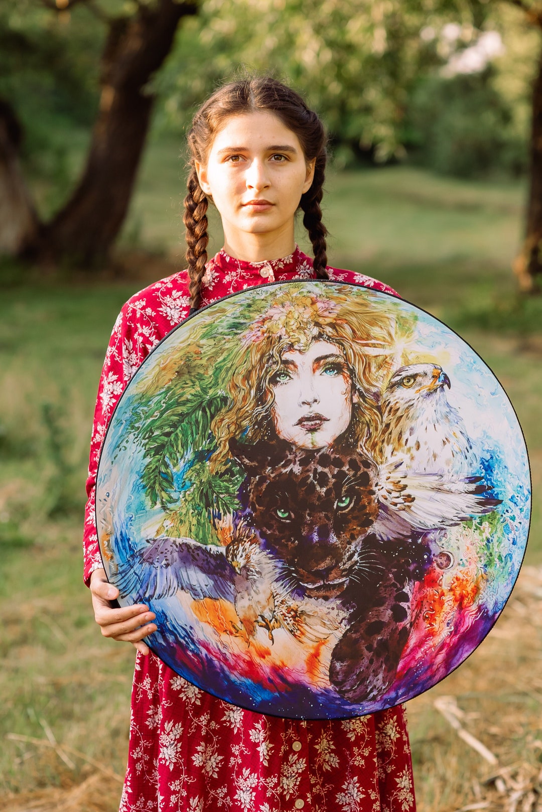 Sacred Vegan Drum "woman Totems", Tunable Water-resistant Membrane 24 ...