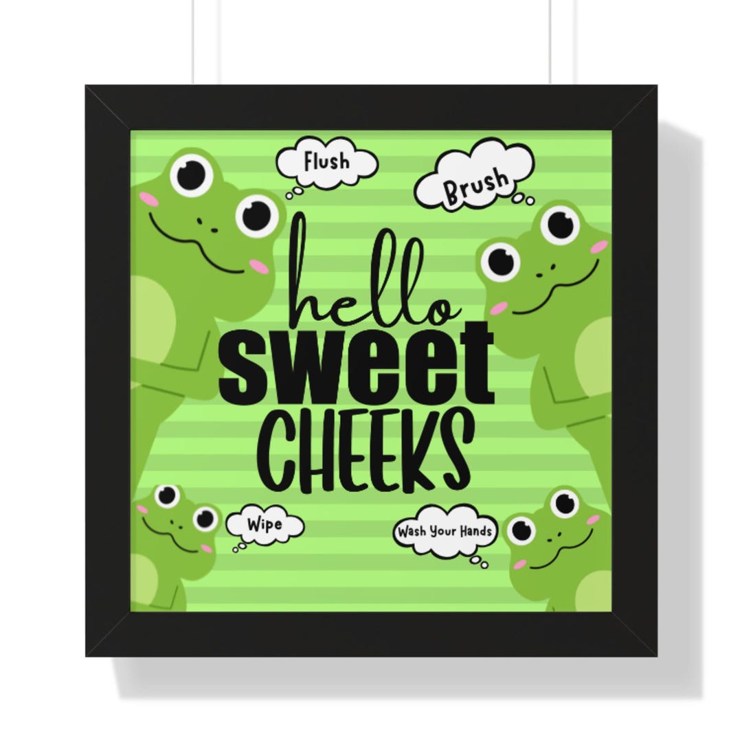 Hello Sweet Cheeks Frog Bathroom Poster | Framed Vertical Poster - Etsy