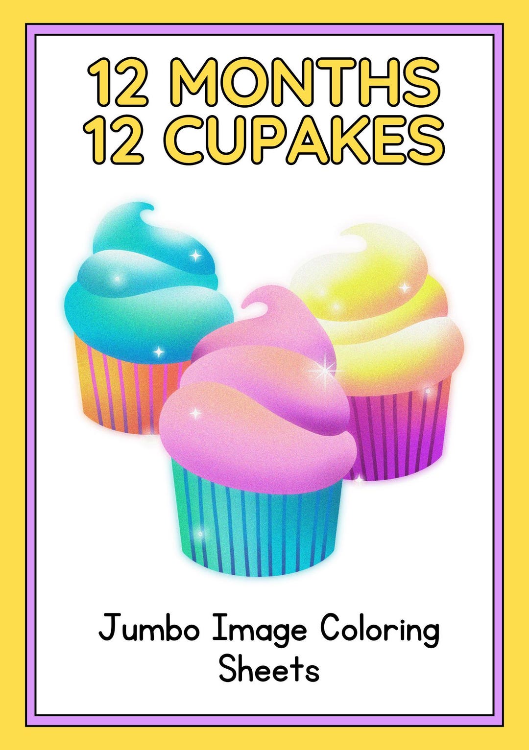 12 Months Cupcake Coloring Pages, Kids Printable (digital Download) - Etsy
