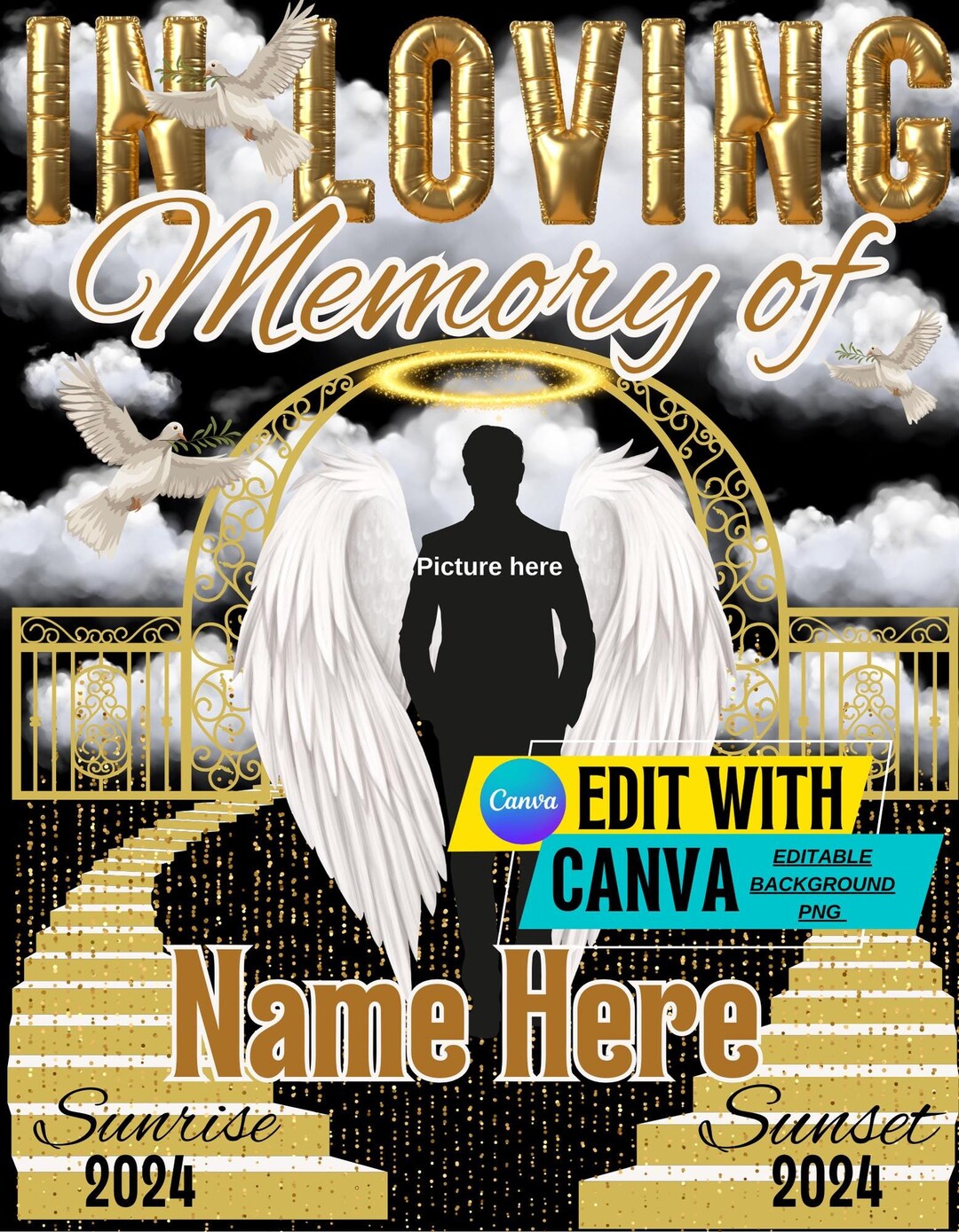 In Loving Memory Background PNG, Self Editable PNG Background, Memorial ...