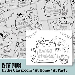 Fun Kids Birthday Printable, Cute Animal Birthday Card, Birthday Party ...