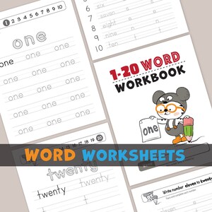 Printable 1-20 Word English Workbook, Preschool Number Worksheets ...