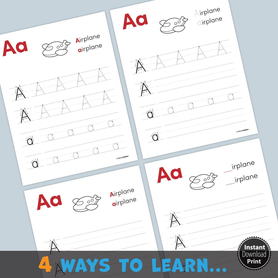 4 Sets of Fun & Easy Hand Writing Alphabet PDF, ABC Preschool Uppercase ...