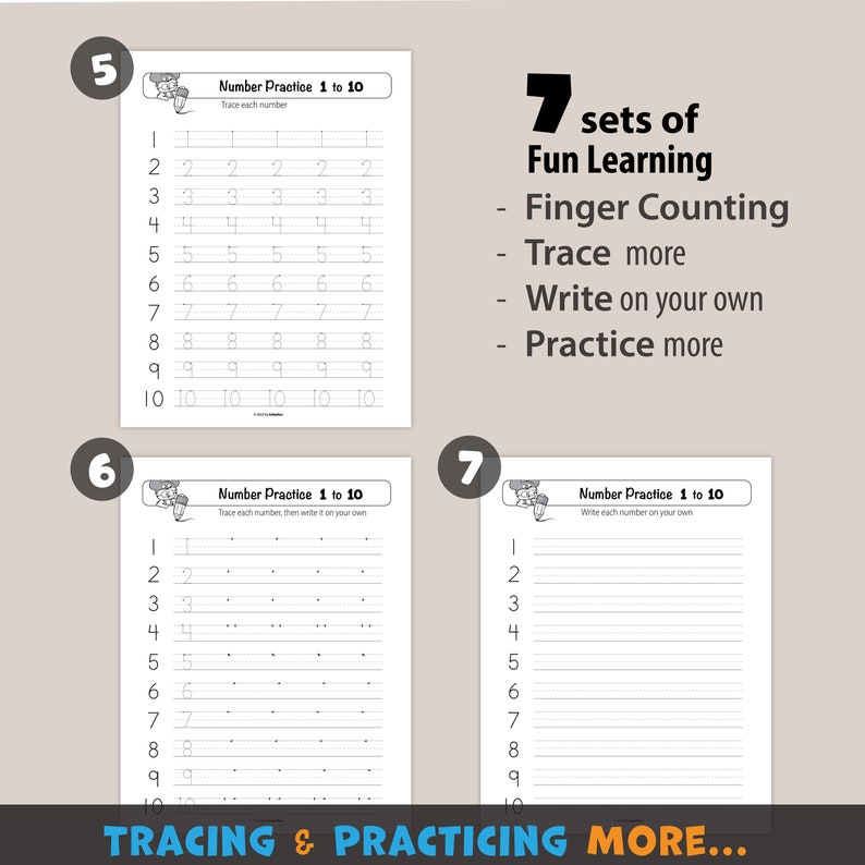 Preschool Finger Counting 1-10, Tracing Numbers, Finger Counting ...
