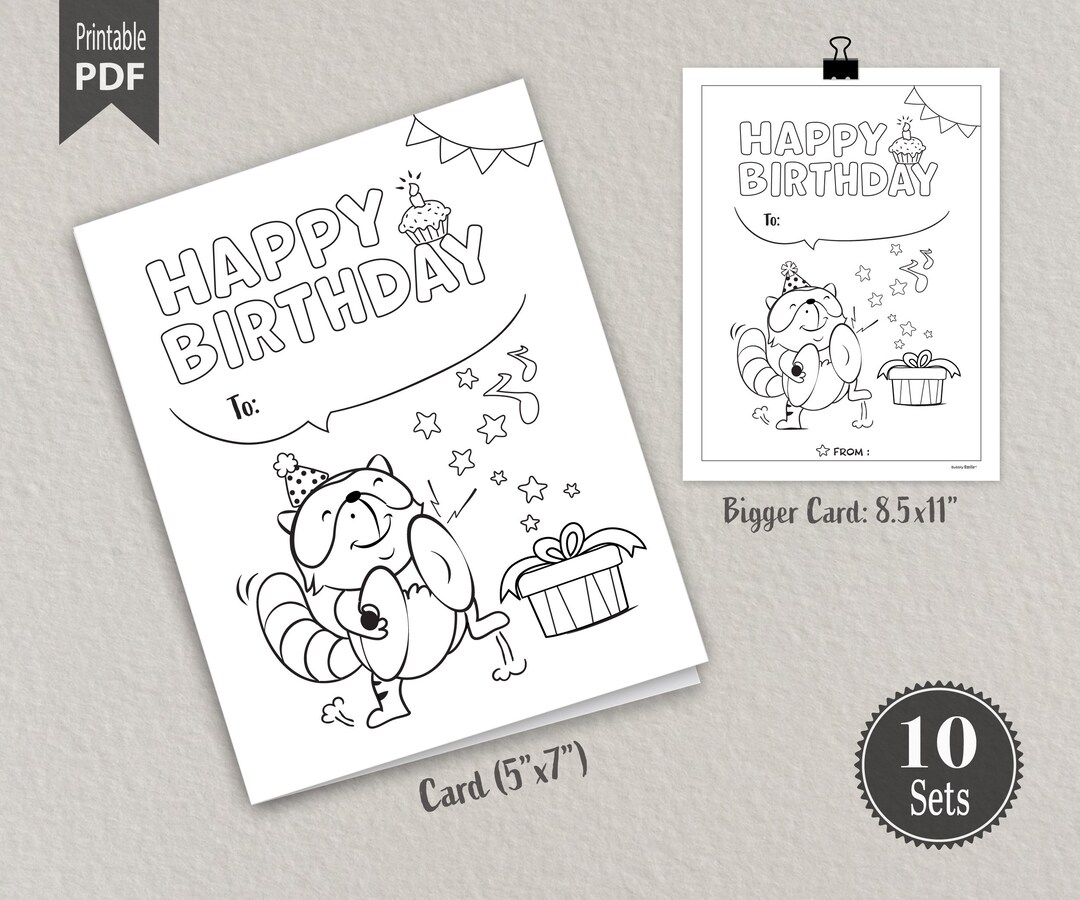 Kids Printable Birthday Card, Birthday Animal Music Band Card, Kids ...