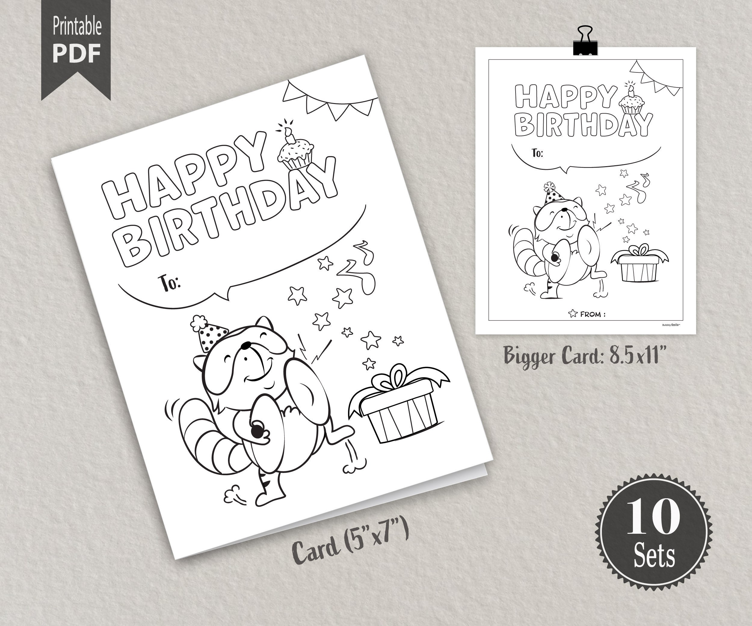 Kids Printable Birthday Card, Birthday Animal Music Band Card, Kids ...