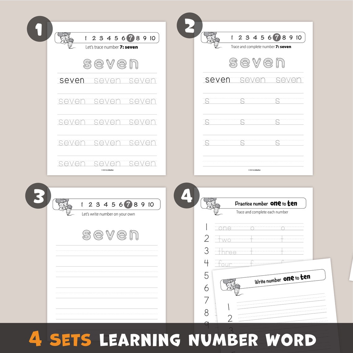 Printable 1-20 Word English Workbook, Preschool Number Worksheets ...