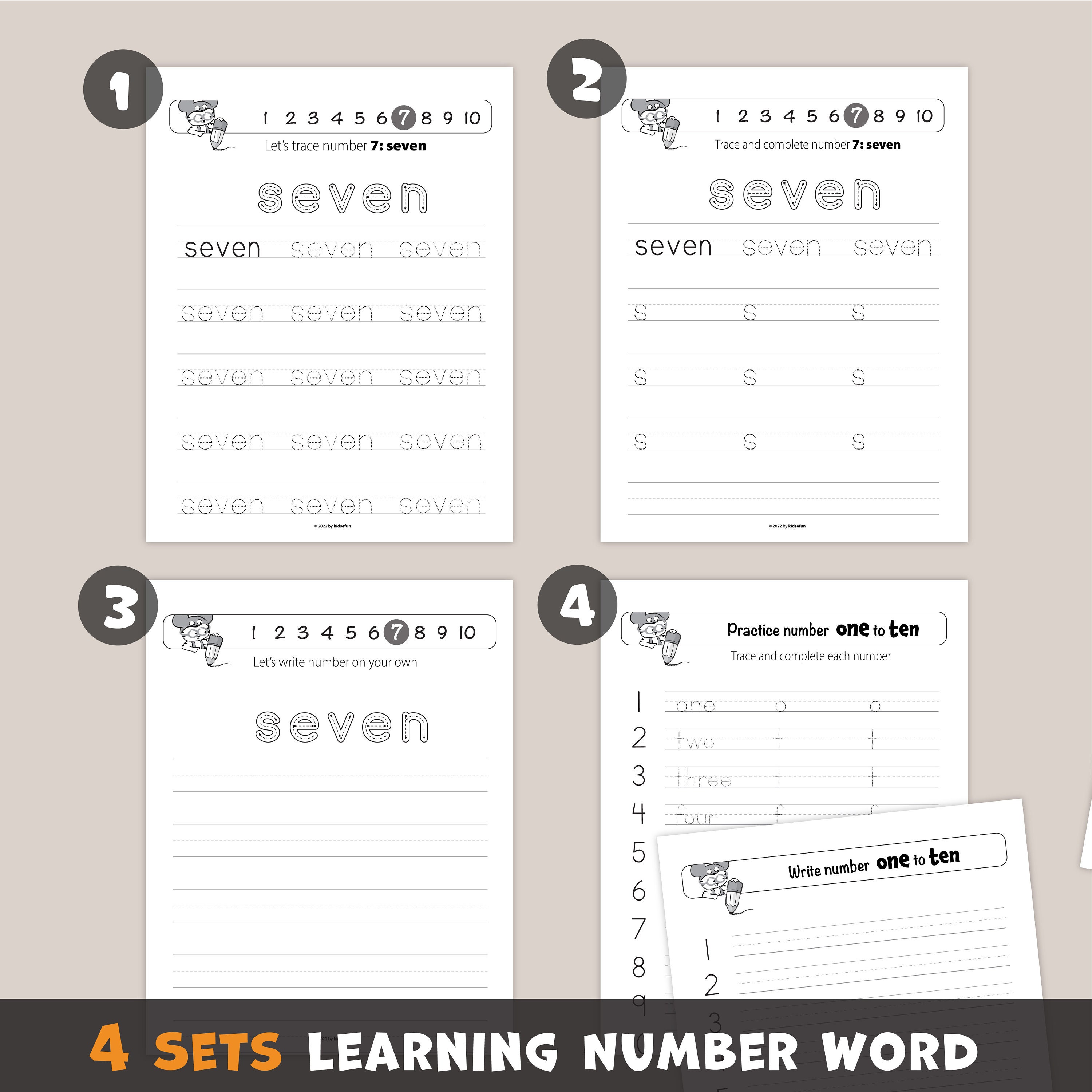 Printable 1-20 Word English Workbook, Preschool Number Worksheets ...
