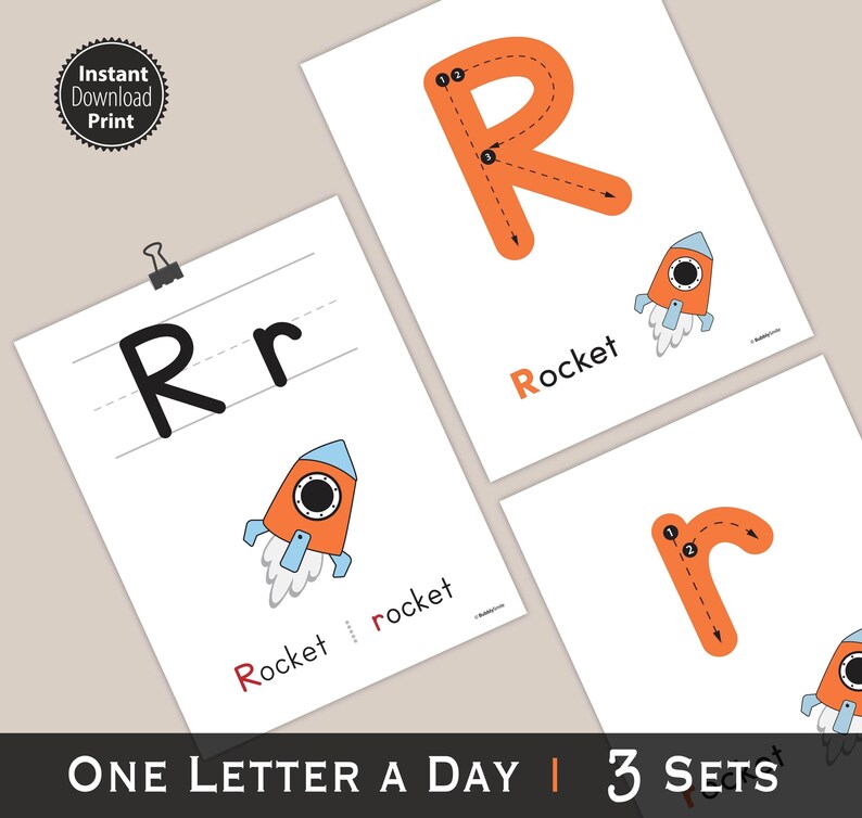 One Letter a Day Alphabet Poster for Preschoolers, Homeschool Printable ...