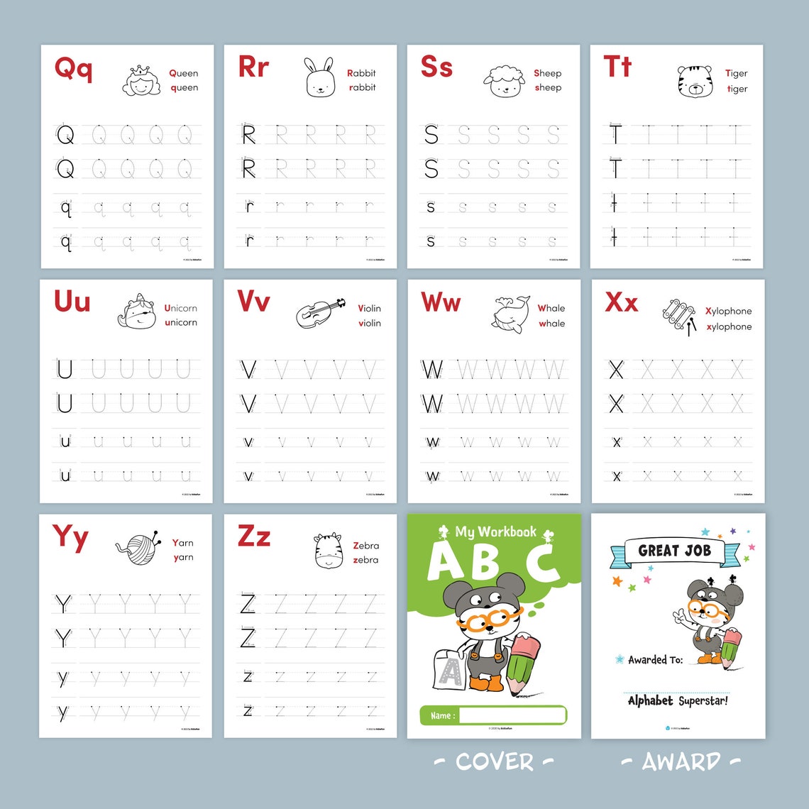 4 Sets of Fun & Easy Hand Writing Alphabet PDF, ABC Preschool Uppercase ...