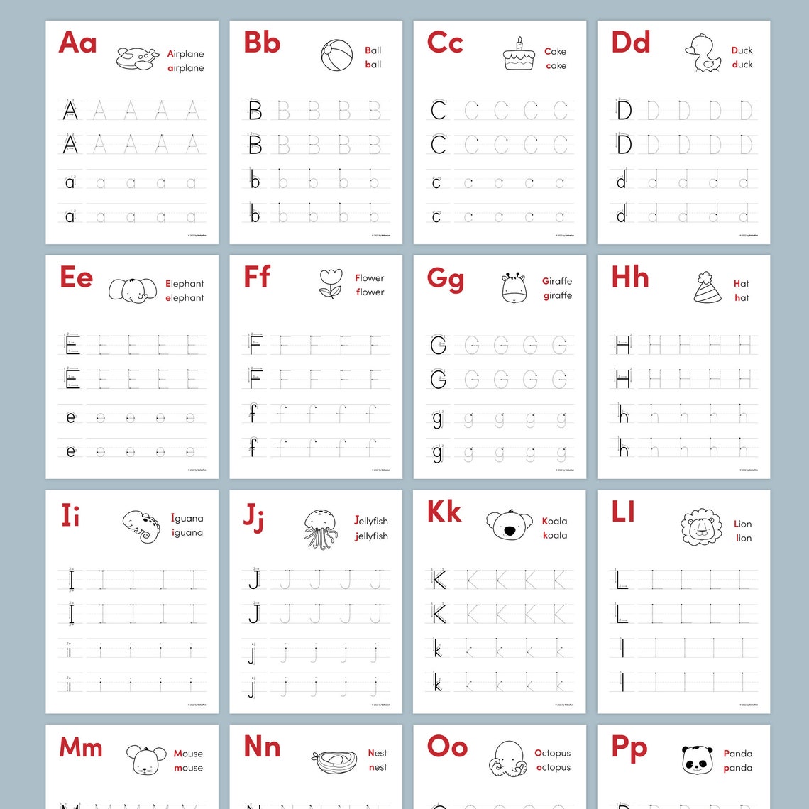 4 Sets of Fun & Easy Hand Writing Alphabet PDF, ABC Preschool Uppercase ...