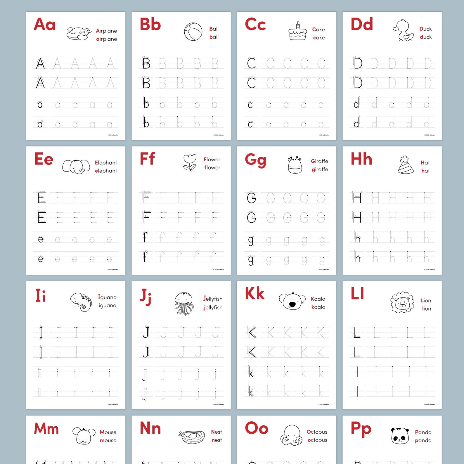 4 Sets of Fun & Easy Hand Writing Alphabet PDF, ABC Preschool Uppercase ...