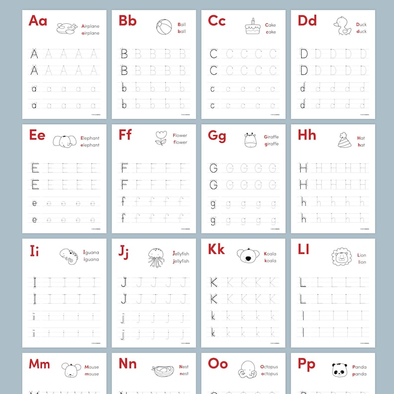 4 Sets of Fun & Easy Hand Writing Alphabet PDF, ABC Preschool Uppercase ...