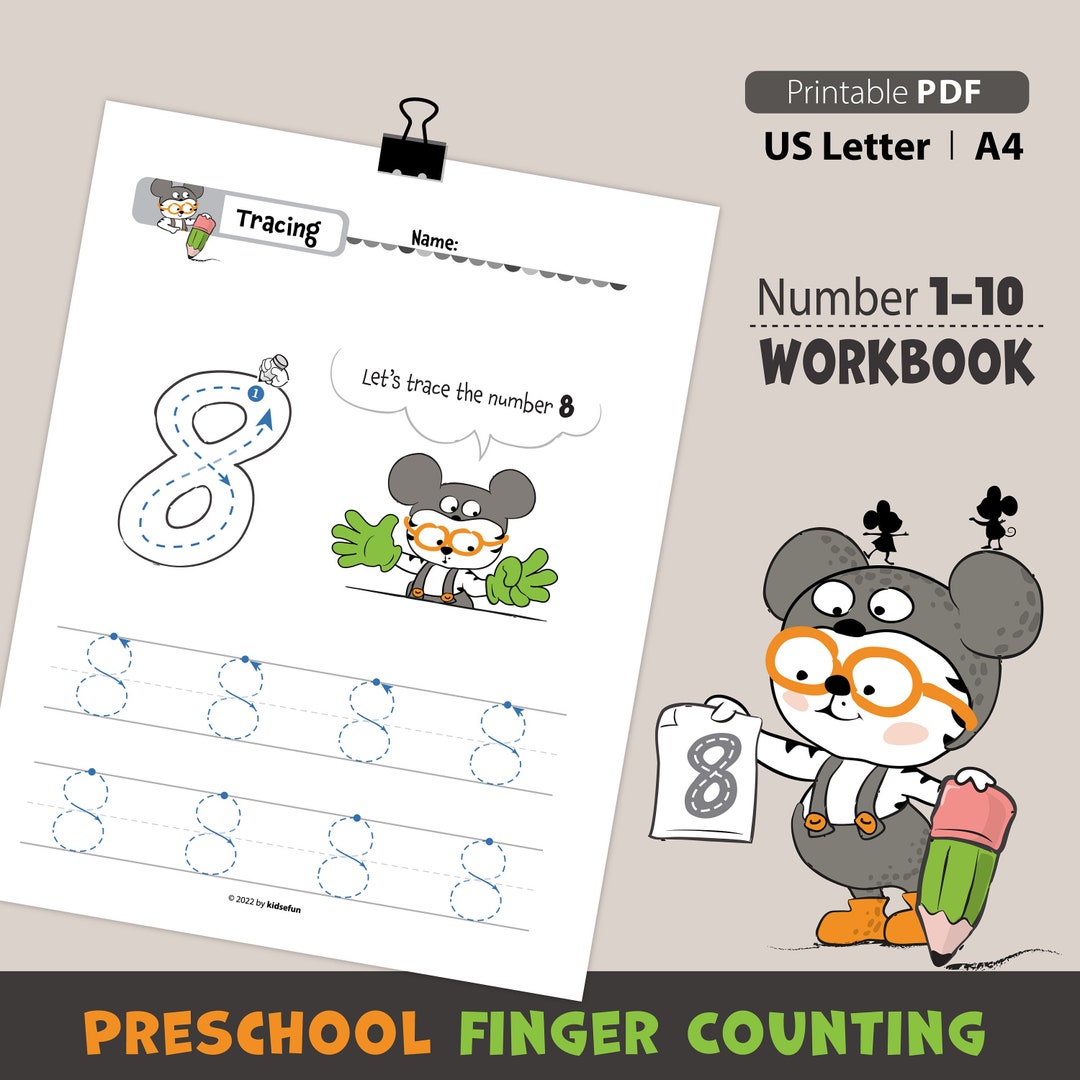 Preschool Finger Counting 1-10, Tracing Numbers, Finger Counting ...