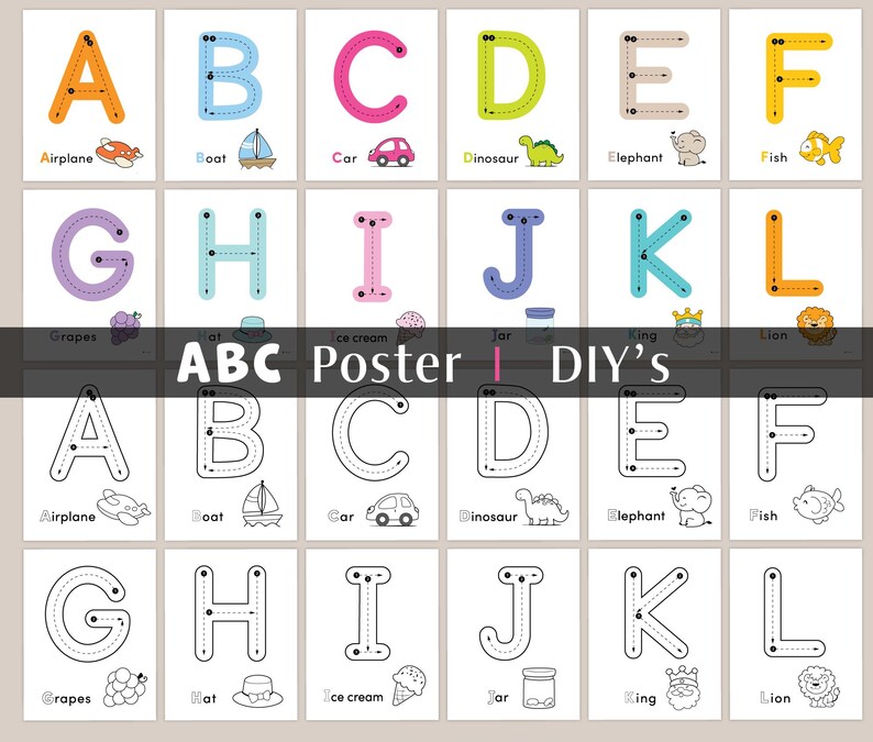 Toddler ABC Poster With DIY Fun, One Letter a Day Alphabet, Beginning ...