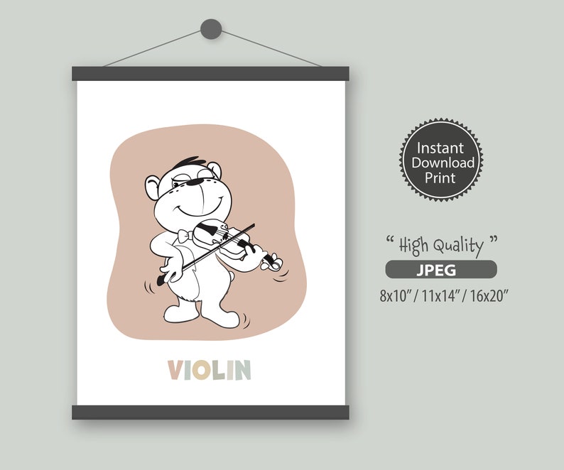 Printable Kids Music Poster Set of 6 Wall Art Animal - Etsy