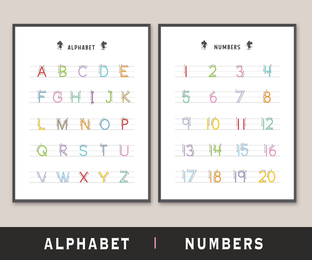 Kids Friendly Preschool Posters, Alphabet & Numbers, Letter, Number ...