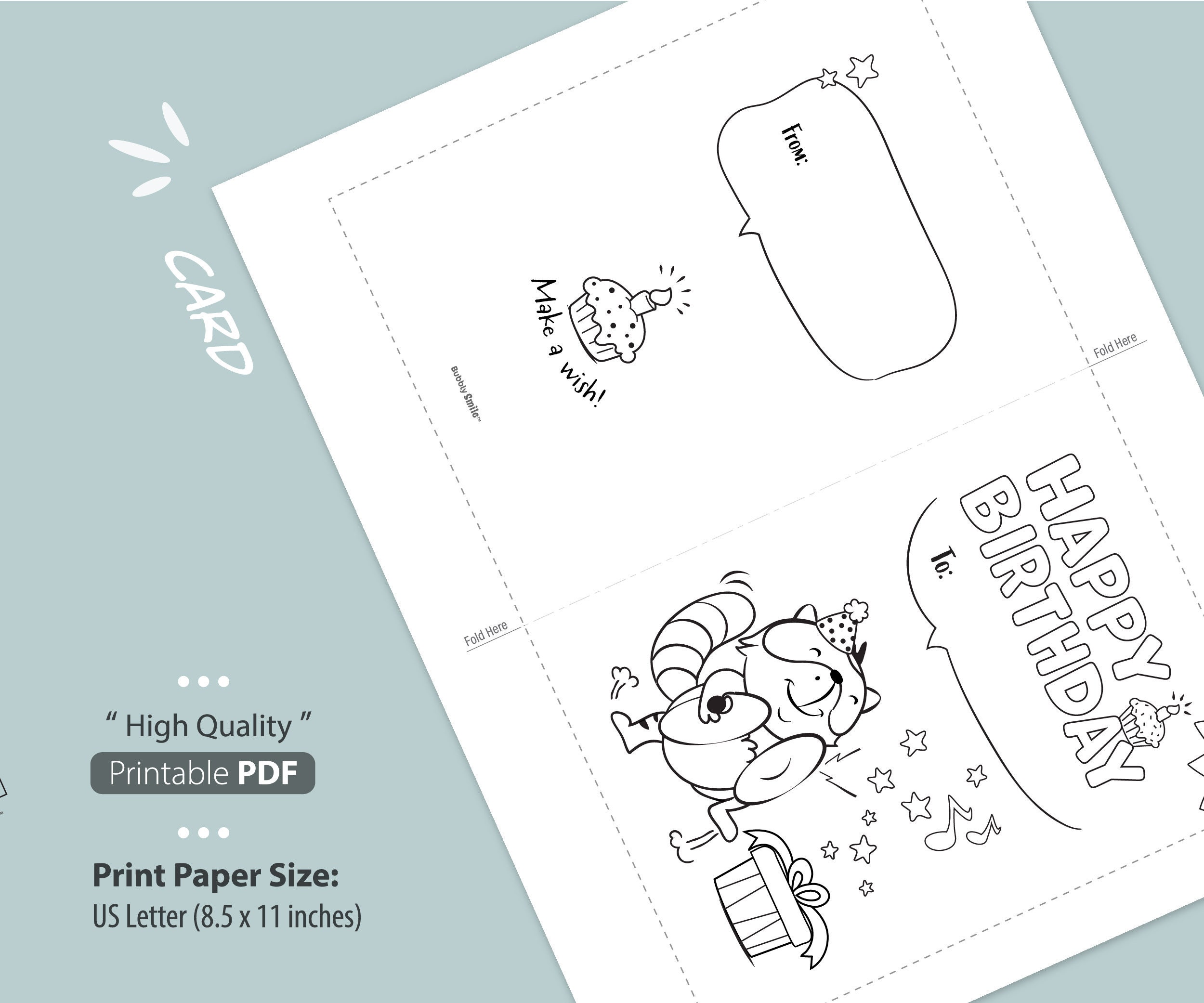 Kids Printable Birthday Card, Birthday Animal Music Band Card, Kids ...