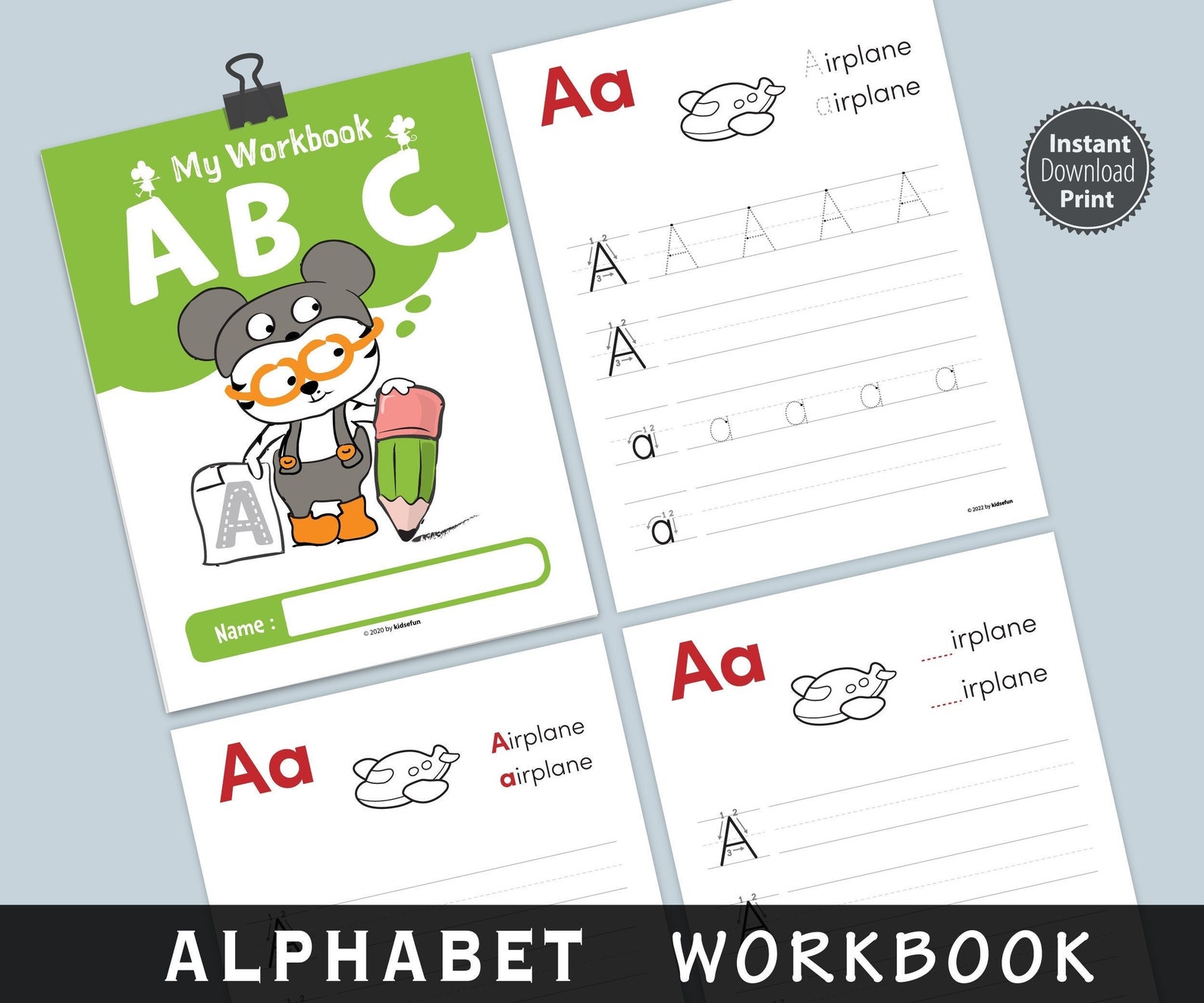 4 Sets of Fun & Easy Hand Writing Alphabet PDF, ABC Preschool Uppercase ...