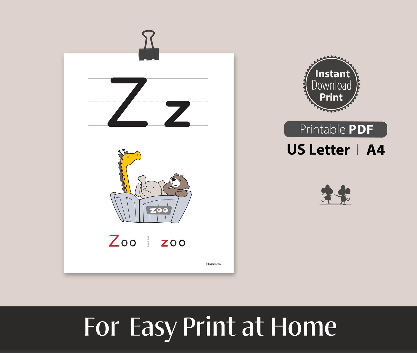 One Letter a Day Alphabet Poster for Preschoolers, Homeschool Printable ...