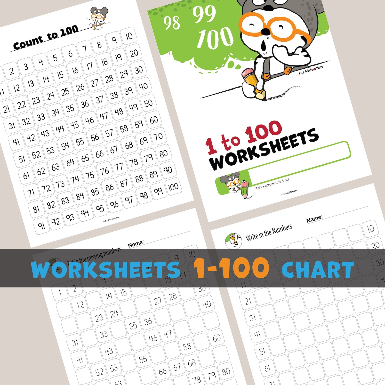 Kids Number 1-100 Worksheet, 100 Writing Template, Chart, Quiz ...