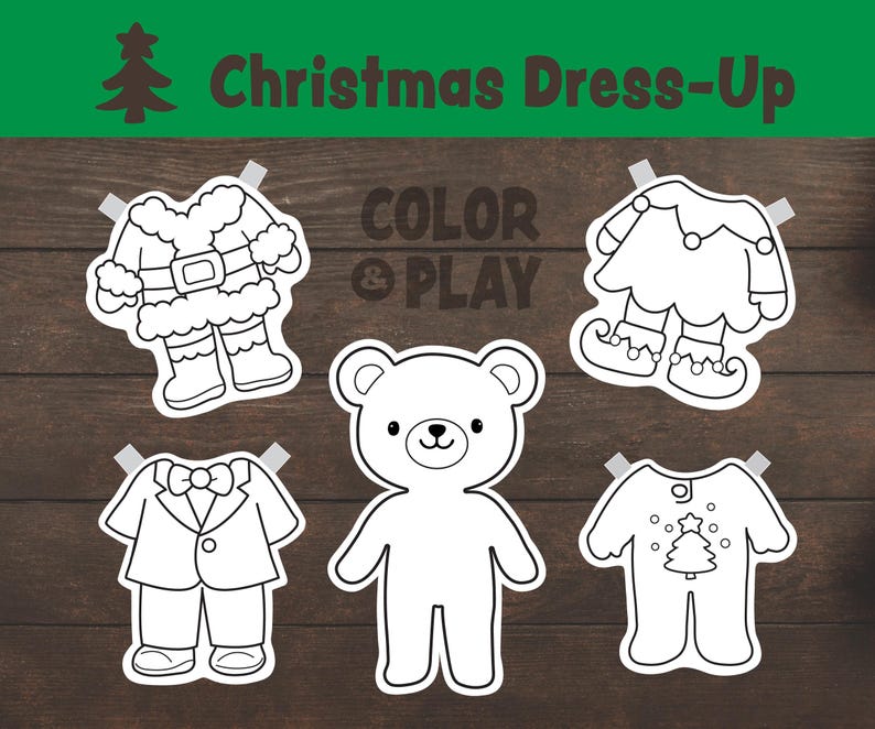 Christmas Dress-up Paper Doll, Rabbit, Bear, Kids Christmas Activity ...