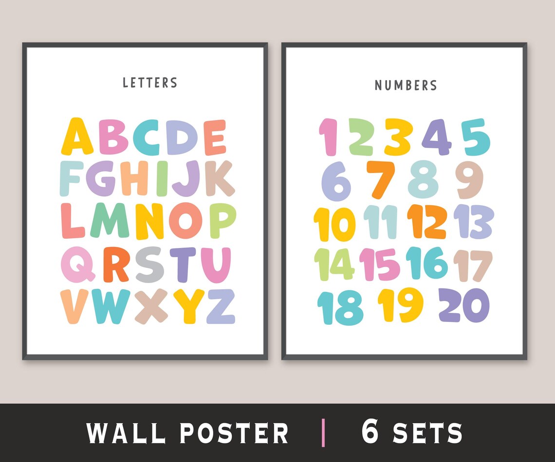 Preschooler Educational Wall Decor Printable, Cute Toddler Learning ...